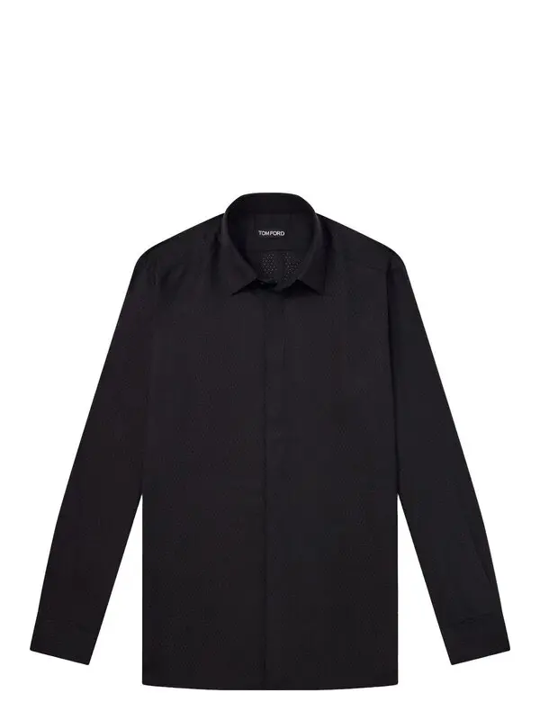 TOM FORD Perforated Silk-twill Shirt - Black