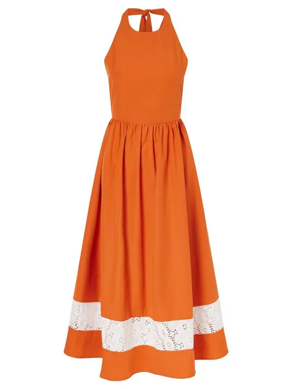 DESTREE Lila Lace-trimmed Cotton Mini Dress - Orange