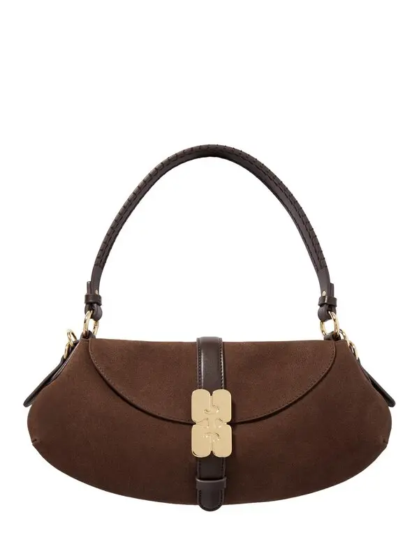 GANNI Kat Recycled Suede-blend Shoulder Bag - Brown