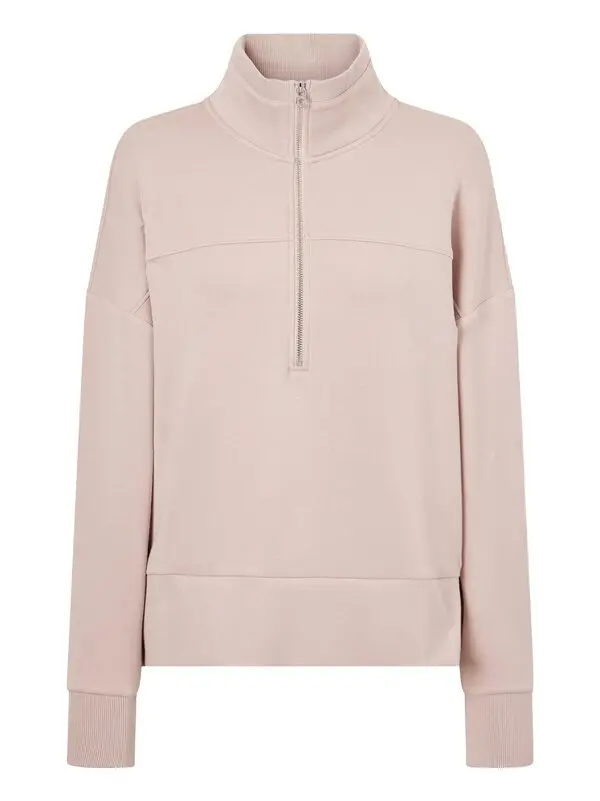 Varley Kayleigh Paneled Jersey Half-zip Sweater - Neutrals