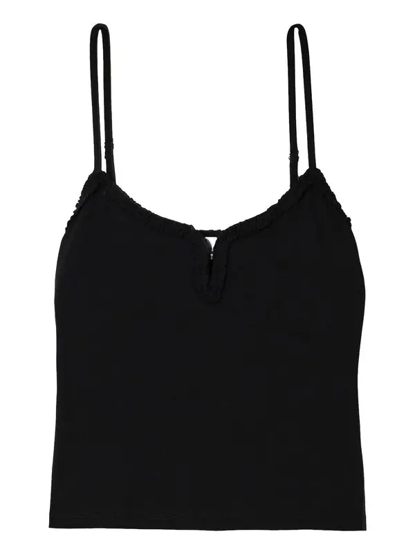 DEIJI STUDIOS Clasp Ruffled Organic Cotton Tank - Black