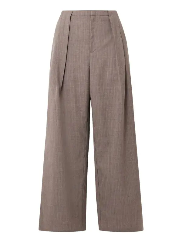 DEIJI STUDIOS Pleated Pinstriped Wool-twill Wide-leg Pants - Gray