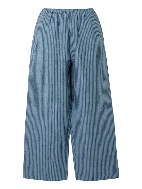 DEIJI STUDIOS Ease Striped Linen Pants - Blue