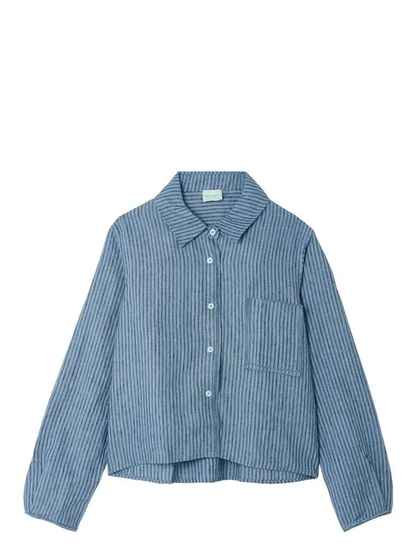 DEIJI STUDIOS Striped Linen Shirt - Blue