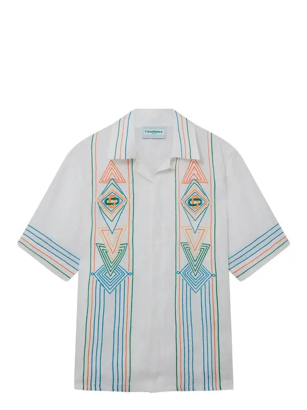 Casablanca Le Fil De La Musique Short Sleeve Linen Shirt - Multicolor