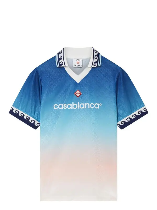 Casablanca Jacquard Gradient Short Sleeve Football Shirt - Blue