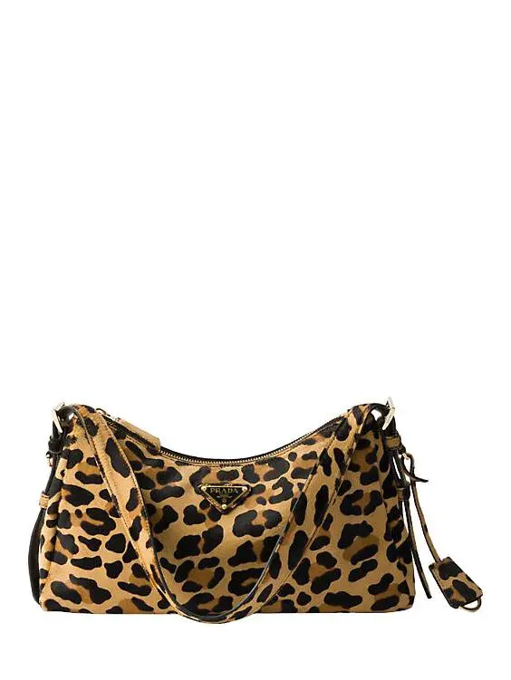 Prada Aimèe Printed Leather Shoulder Bag - Neutral