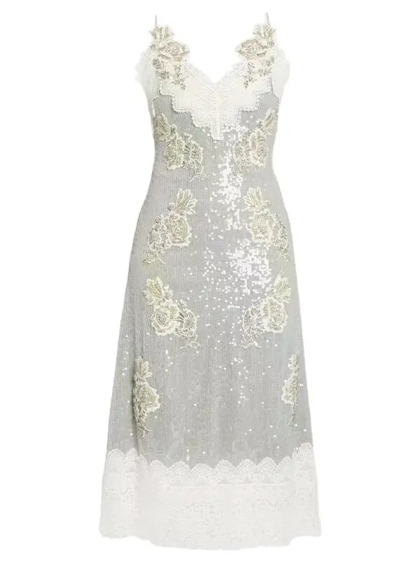 Erdem Floral-appliqués Cocktail Dress - Neutrals