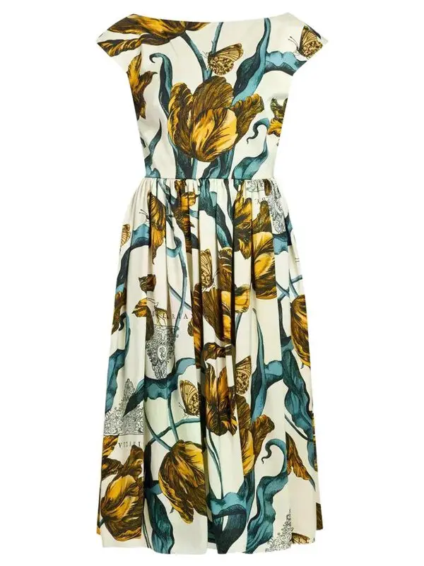 Erdem Floral Print Midi Dress - Neutrals