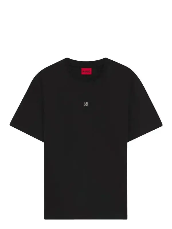 Hugo Stacked-logo T-shirt In A Cotton Blend - Black