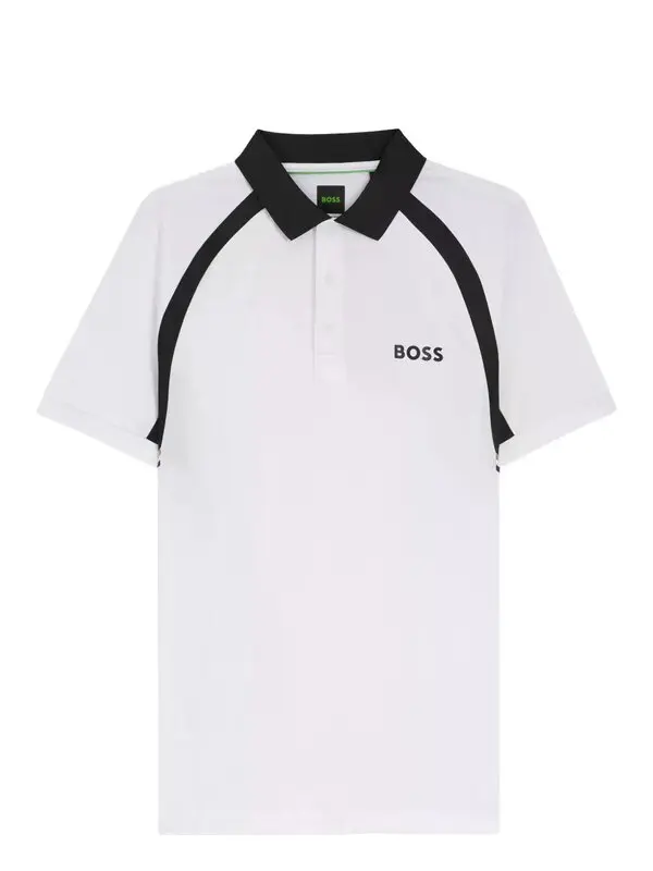 BOSS Contrast Panel Polo Shirt - White