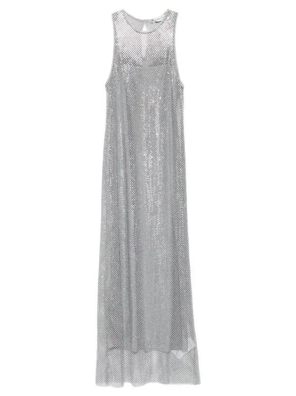 Marella Metallic Maxi Dress - Silver