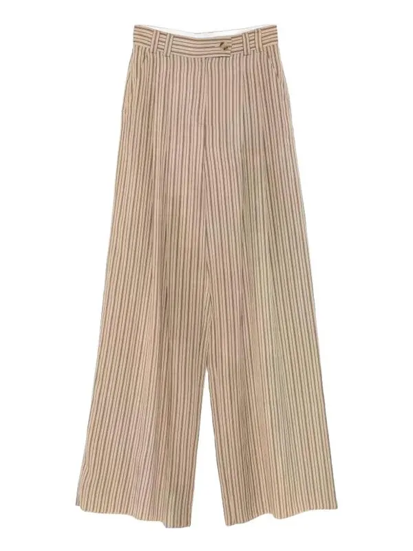 Marella Striped Wide-leg Trousers - Neutrals