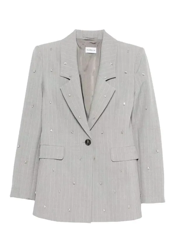Marella Embellished Pinstripe Blazer - Grey