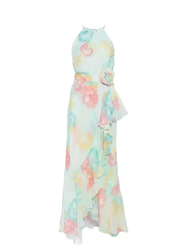 Marella Floral Print Ruffled Dress - Blue