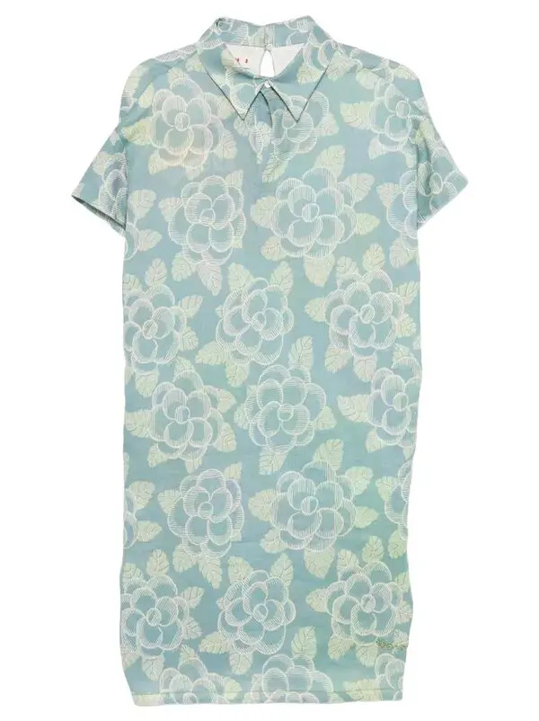 Marni Floral Collar Shirt Dress - Blue