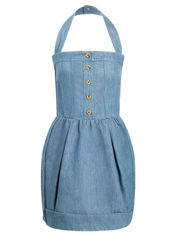 PATOU Corset Denim Mini Dress - Blue