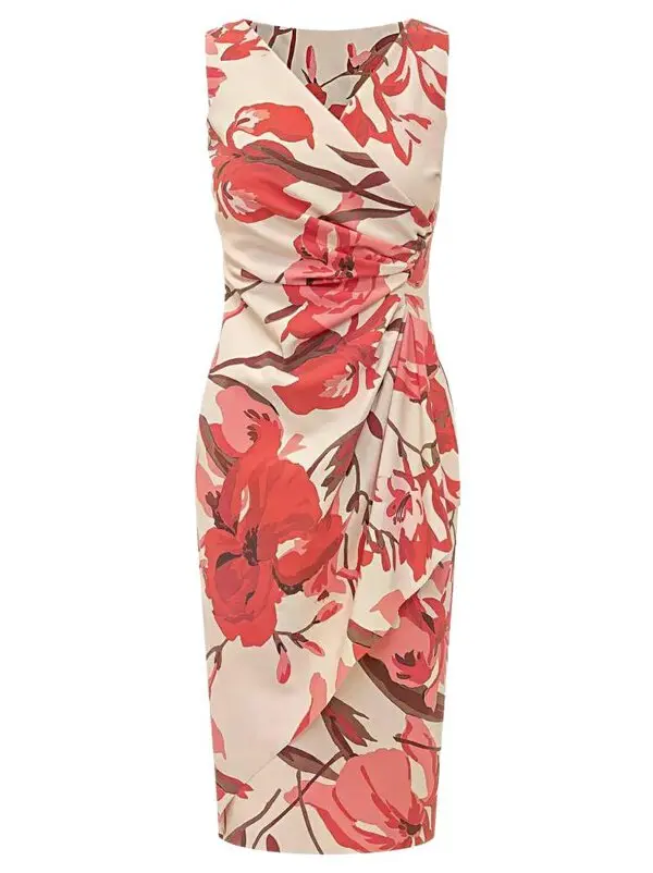 Chiara Boni La Petite Robe Floral Draped Dress - Neutrals