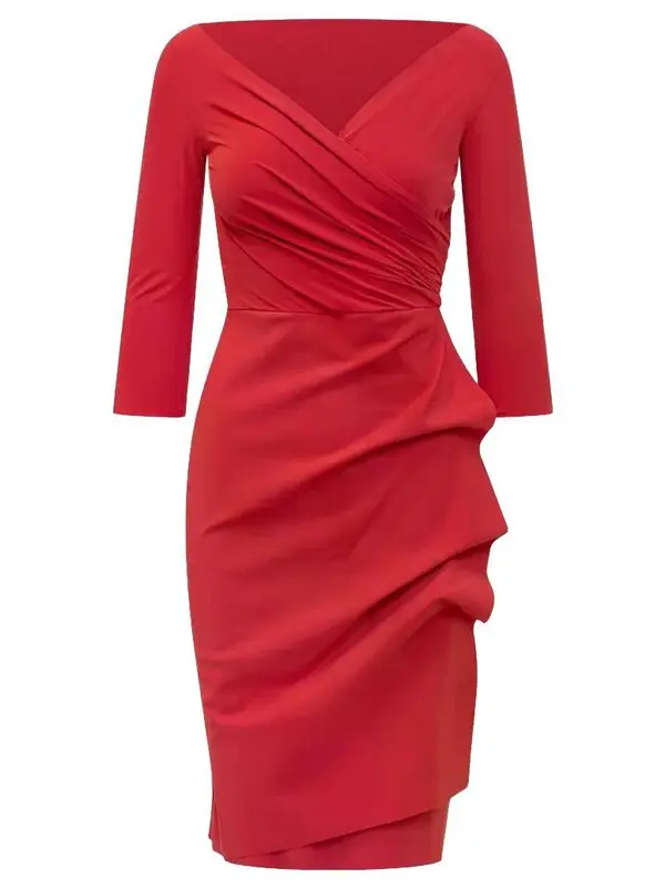 Chiara Boni La Petite Robe Ruffled V-neck Dress - Red