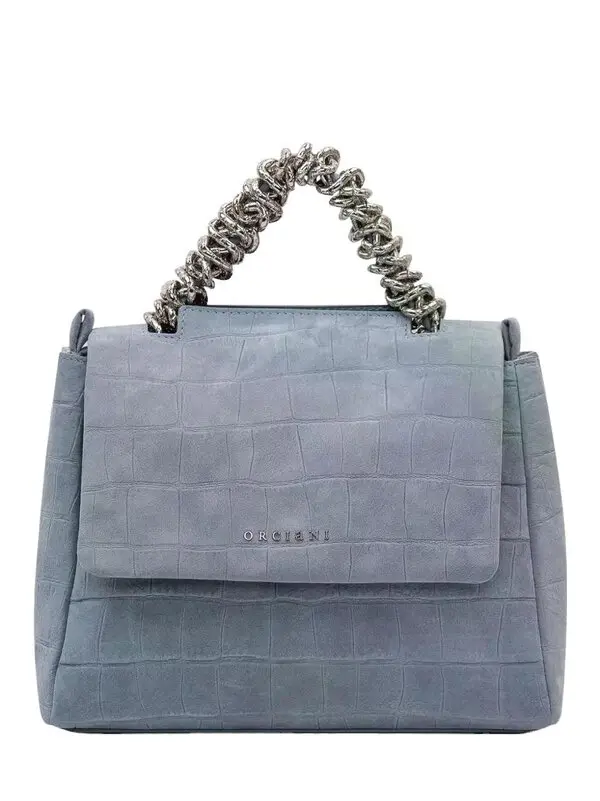 ORTIGNI Crocodile-effect Tote Bag With Chain Handle - Blue