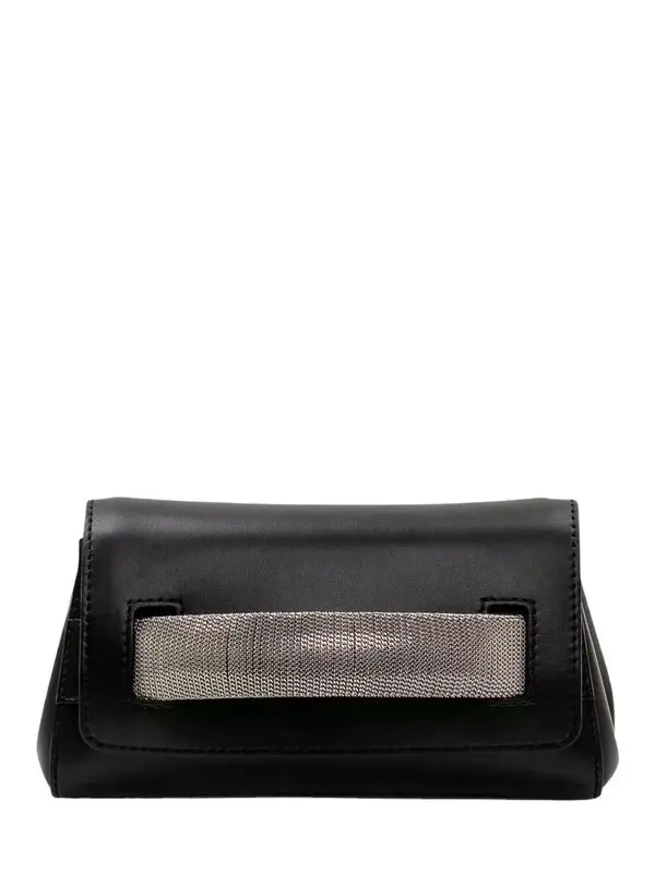 ORTIGNI Gossip Clutch Bag With Chain Detail - Black