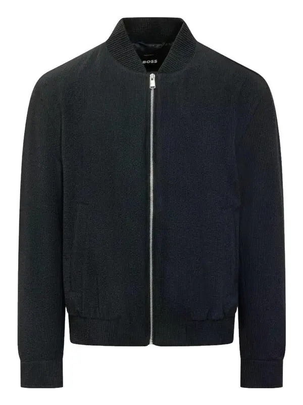 BOSS Textured Zip Jacket - Blue