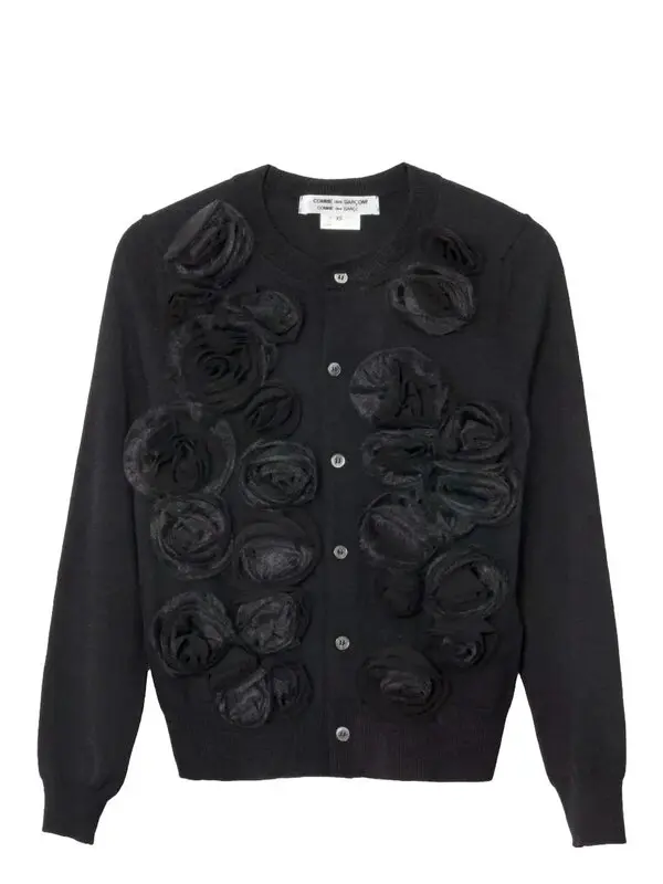Comme Des Garçons Floral-appliqué Cardigan - Black