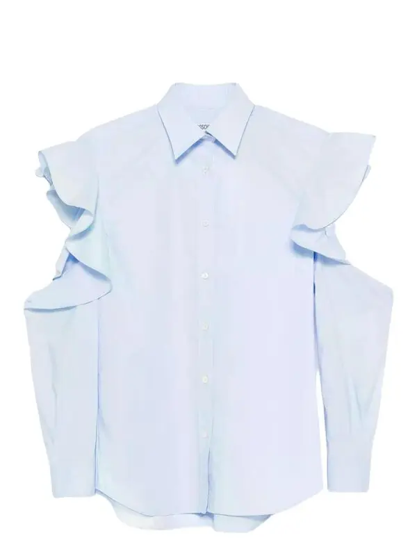 Moschino Ruffled Cold-shoulder Top - Blue