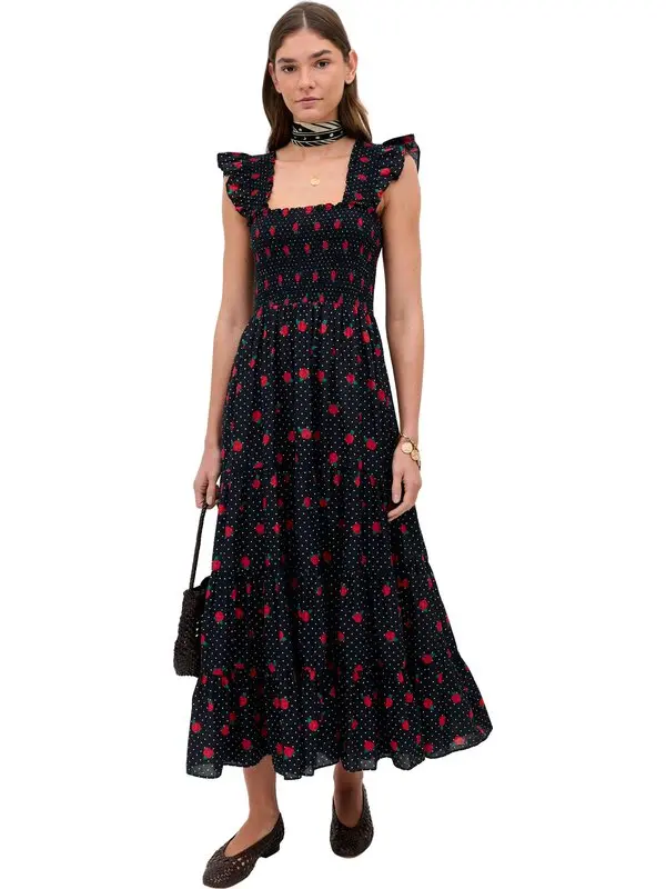 Rixo Kendall Rose Spot Dress - Black