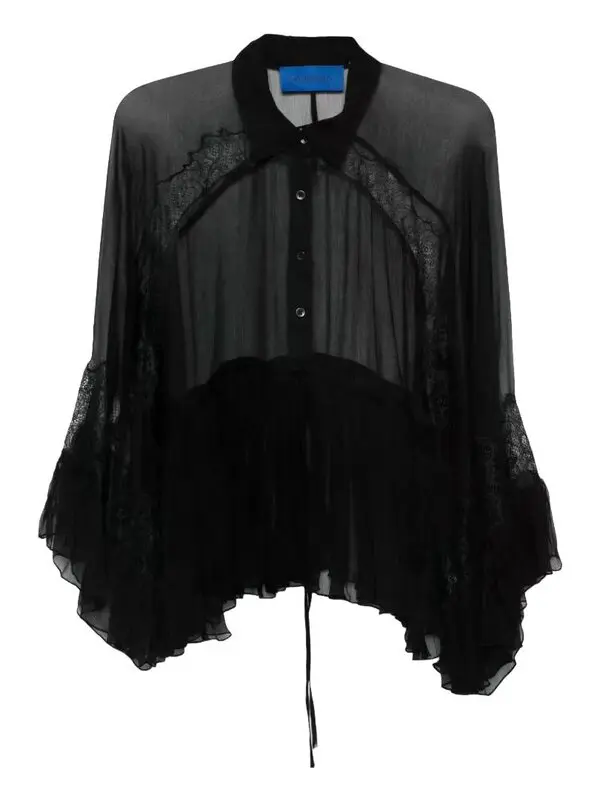 MES DEMOISELLES Lace Ruffled Shirt - Black