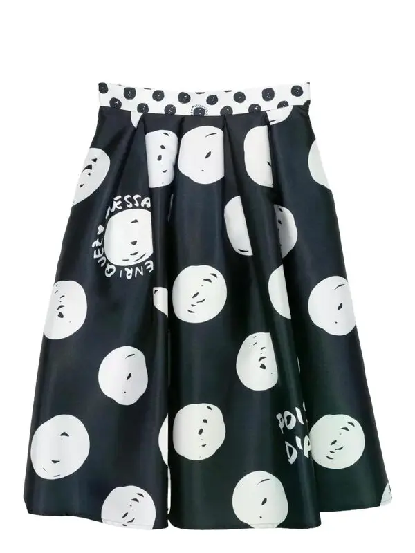 ALESSANDRO ENRIQUEZ Polka Dot Print Pleated Skirt - Black