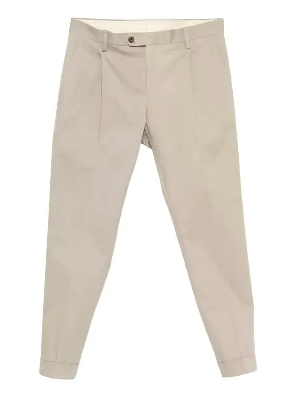 CENERE GB Pleated Cuffed Trousers - Neutrals