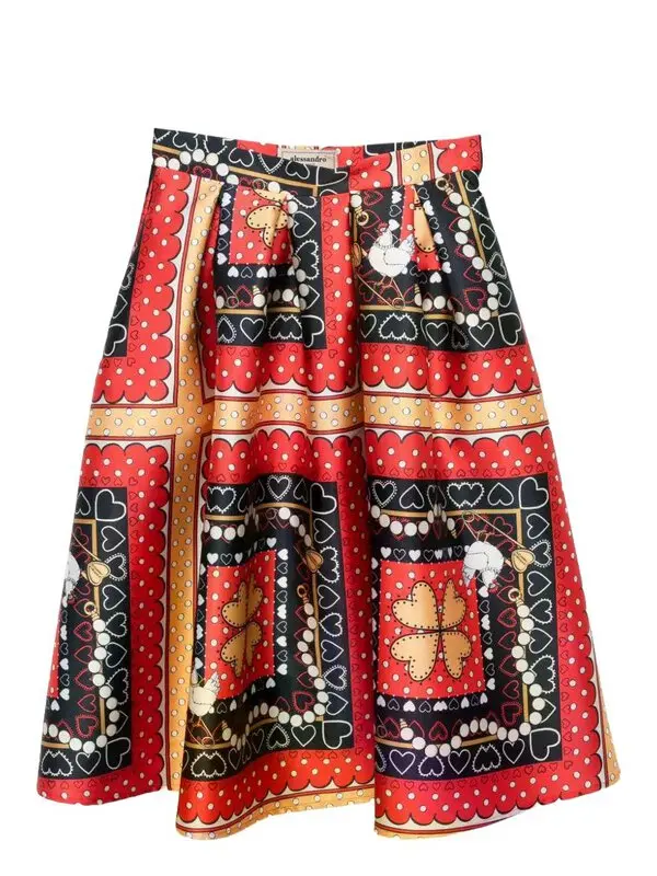 ALESSANDRO ENRIQUEZ Printed Skirt - Red