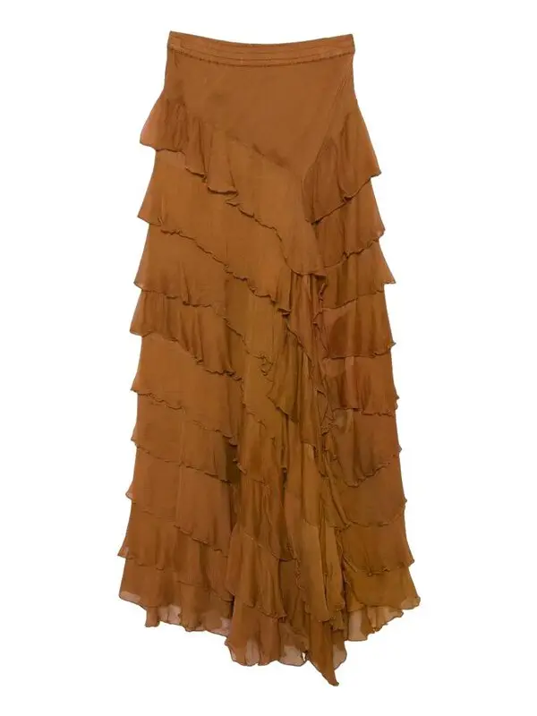 MES DEMOISELLES Ruffled Skirt - Brown