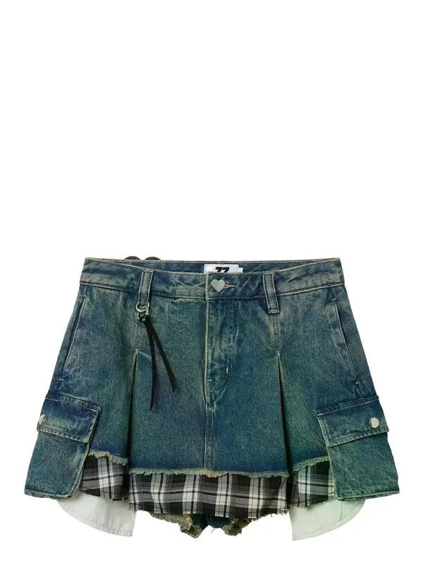Izzue Cargo Pleated Cotton Shorts - Blue
