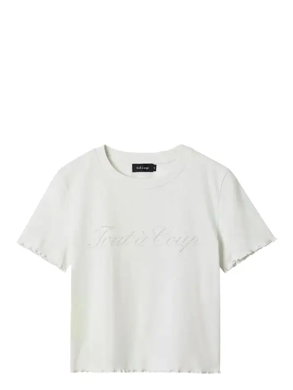 TOUT A COUP Embellished Ruffled T-shirt - White