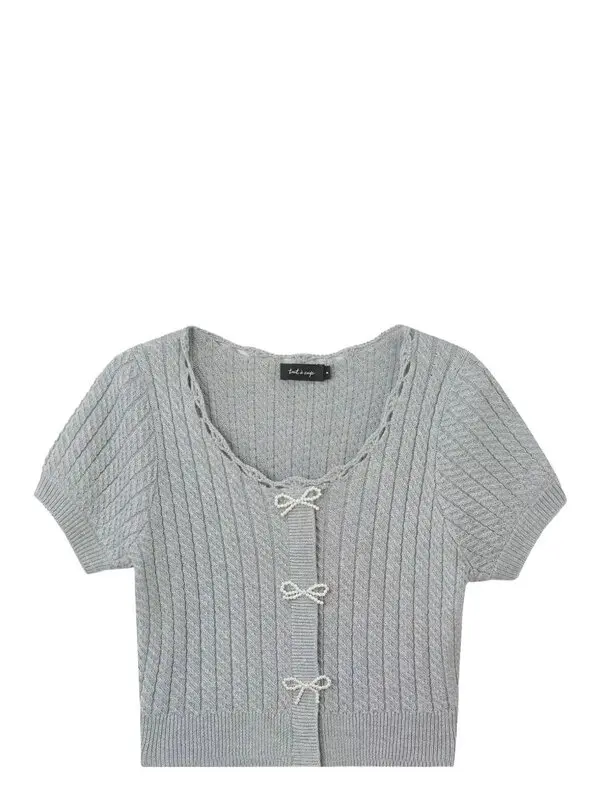 TOUT A COUP Bow Knit Top - Grey