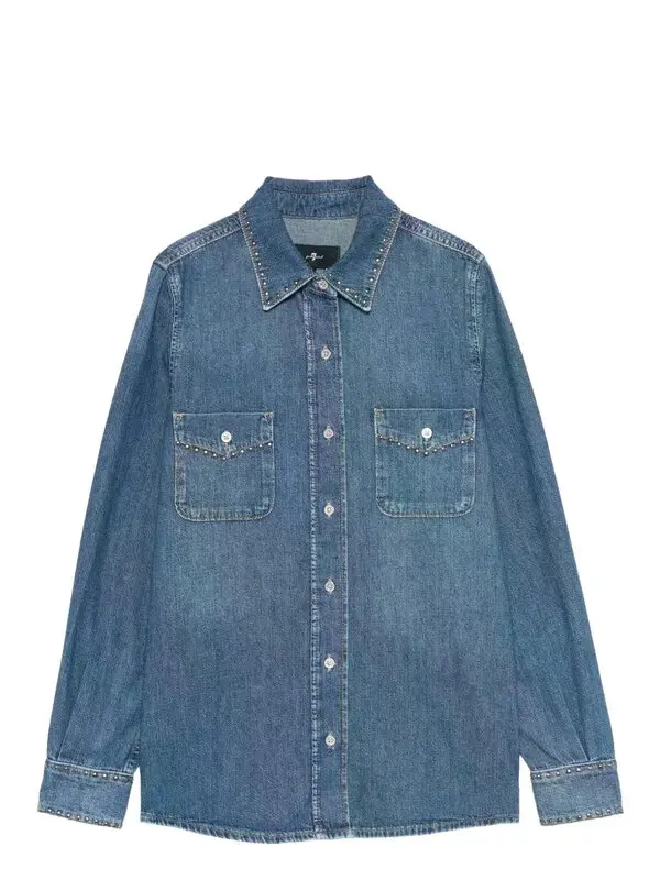 7 For All Mankind Studded Denim Shirt - Blue