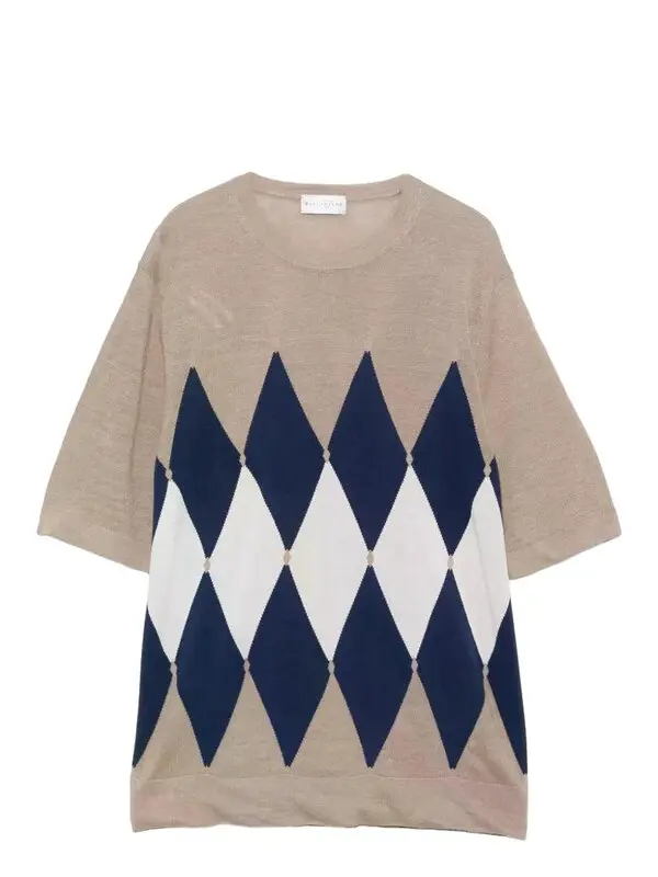 BALLANTYNE Argyle-pattern T-shirt - Neutrals