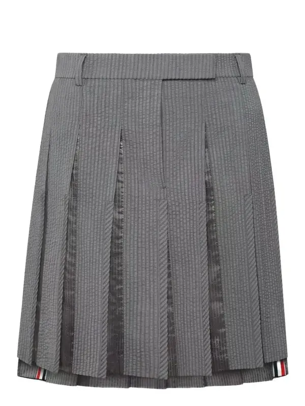 Thom Browne Seersucker Pleated Mini Skirt - Grey