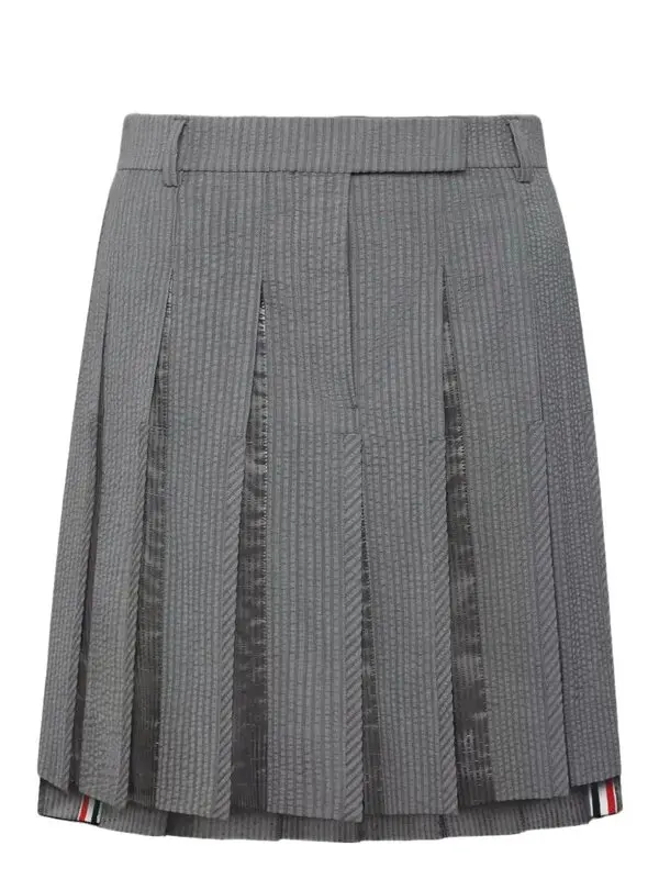 Thom Browne Seersucker Pleated Mini Skirt - Grey