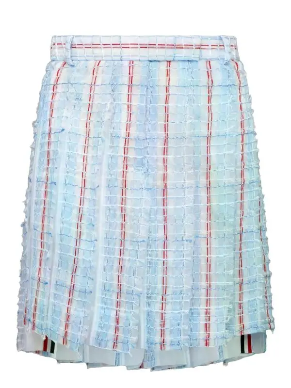 Thom Browne Patterned Tweed Pleated Mini Skirt - Blue