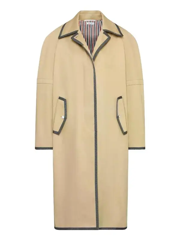 Thom Browne Piped-trim Raglan-sleeve Trench Coat - Neutrals