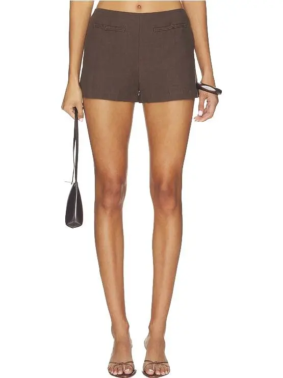 Tularosa Ginelle Linen Shorts - Brown