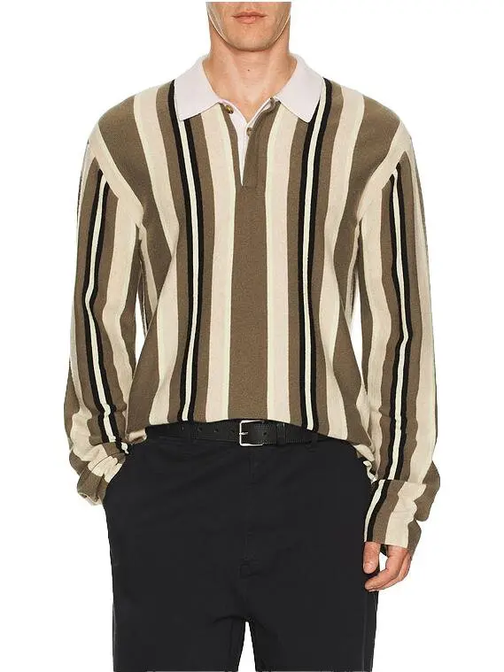 Guest In Residence Striped Cashmere Rugby - Grey