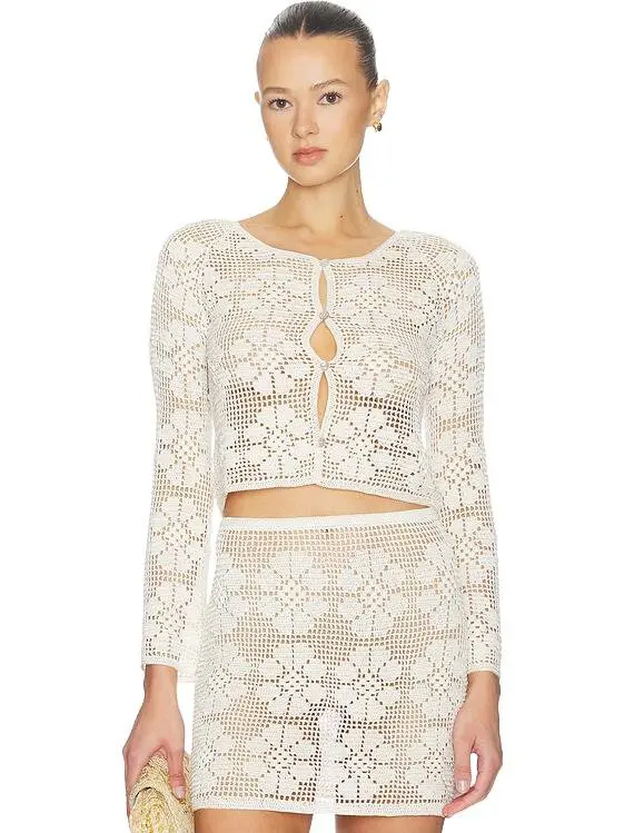 Calle Del Mar Daisy Chain Crochet Cardigan - Cream