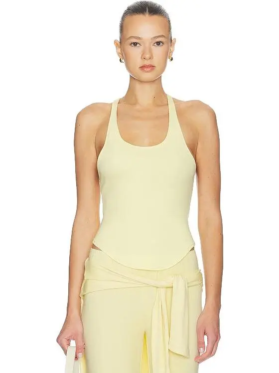 ARTLESS Haze Top Ribbed Jersey Scoop Neck Tank - Lemon