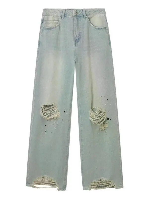 MUSIUM DIV. Ripped Wide-leg Jeans - Blue