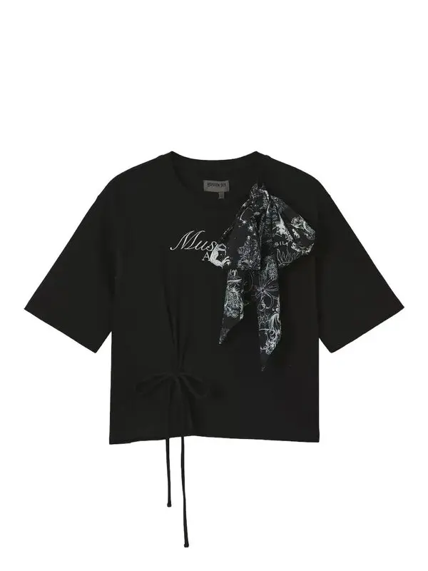 MUSIUM DIV. Bow-detail T-shirt - Black