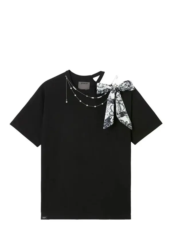 MUSIUM DIV. Bow-print Cut-out T-shirt - Black